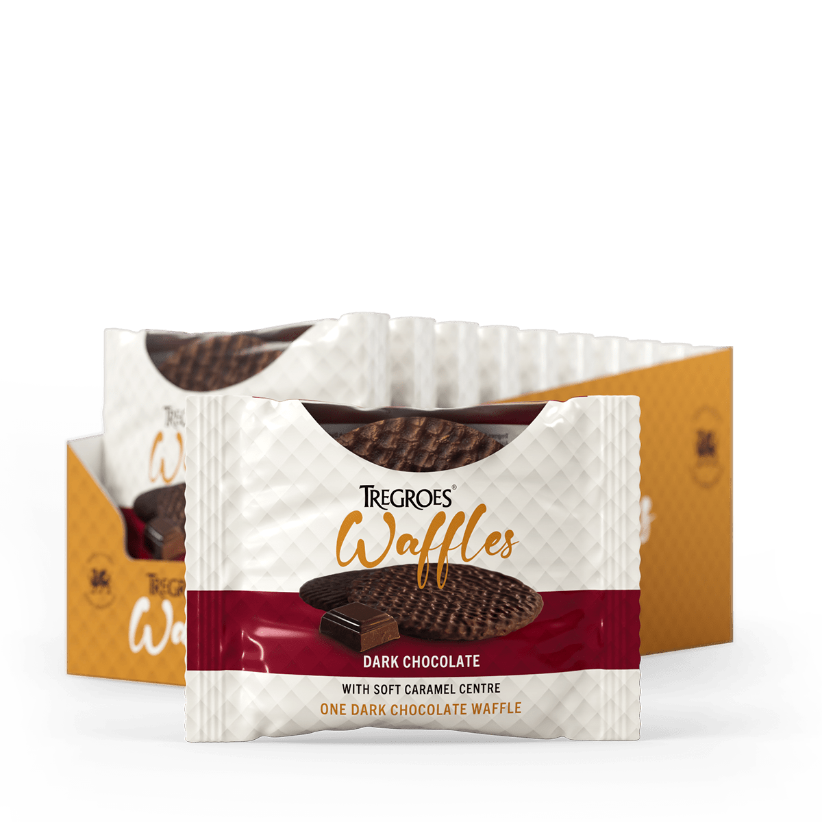 DARK CHOCOLATE WAFFLES 14x1 PACK TRAY - Tregroes Waffles
